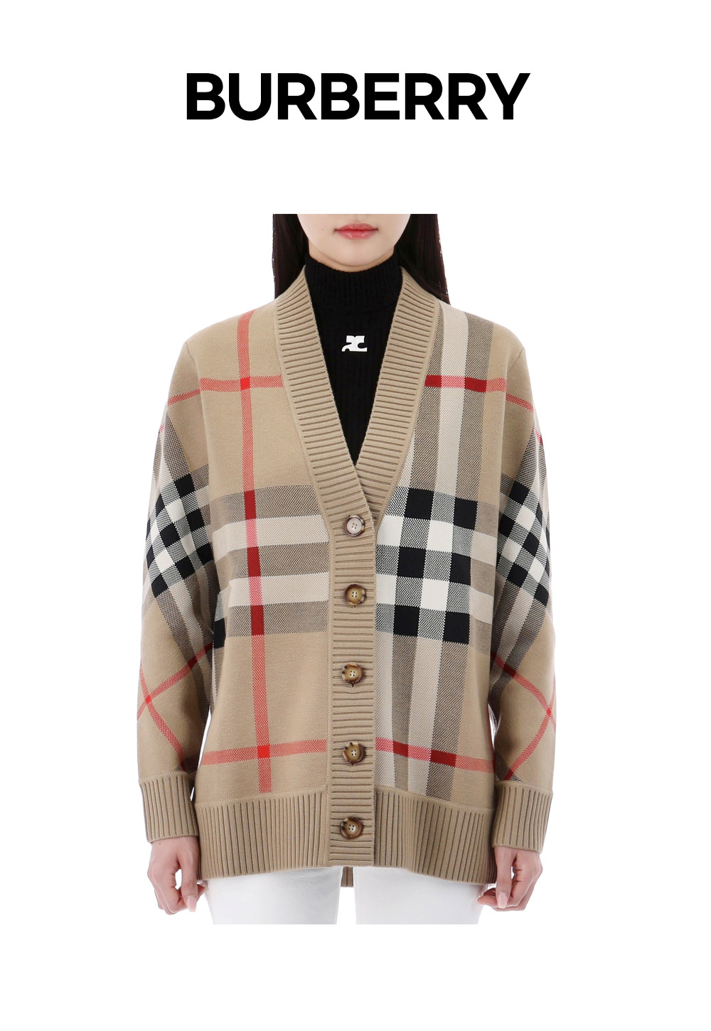 버버리 체크 테크니컬 울 자카드 가디건 8039153 A7026 Burberry