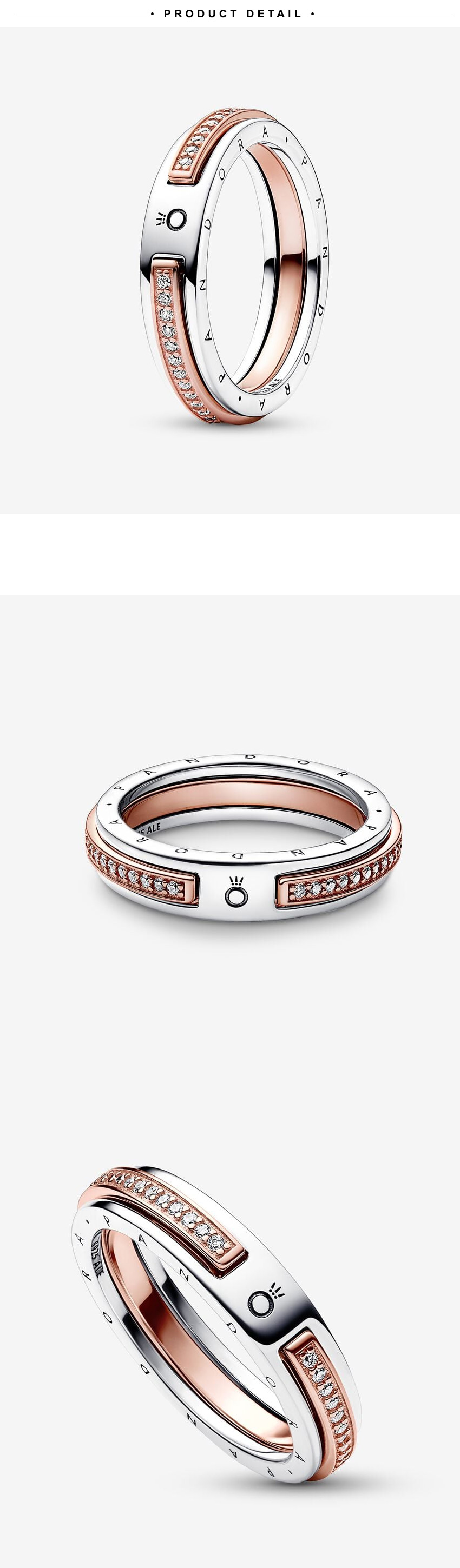 판도라 시그니처 투톤 로고 파베 반지 182773C01_PANDORA