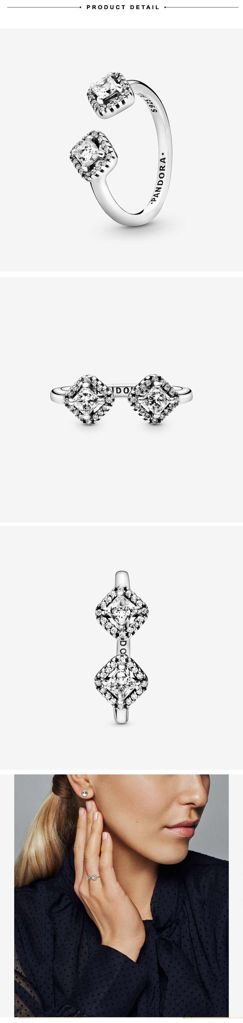 판도라 스퀘어 스파클 오픈 반지 198506C01_PANDORA