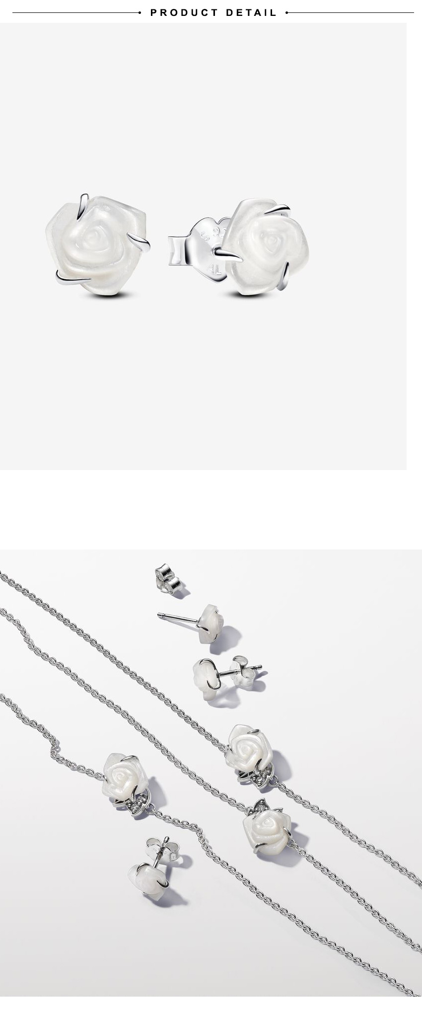 판도라 화이트 로즈 인 블룸 스터드 귀걸이 293209C01_PANDORA