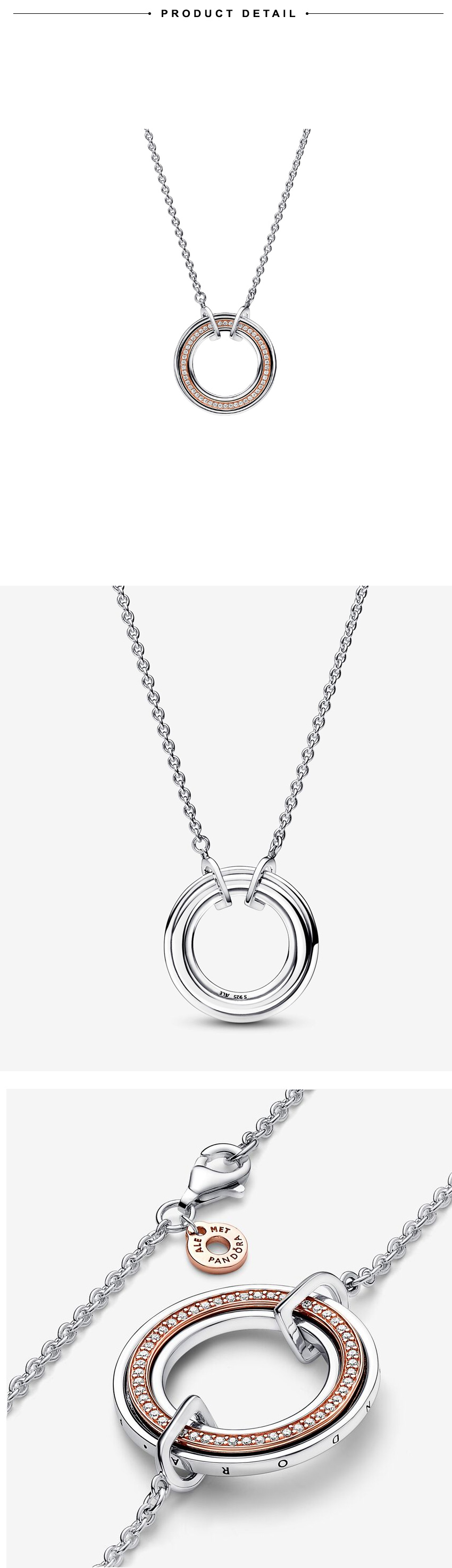 판도라 시그니처 투톤 로고 파베 목걸이 382772C01_PANDORA