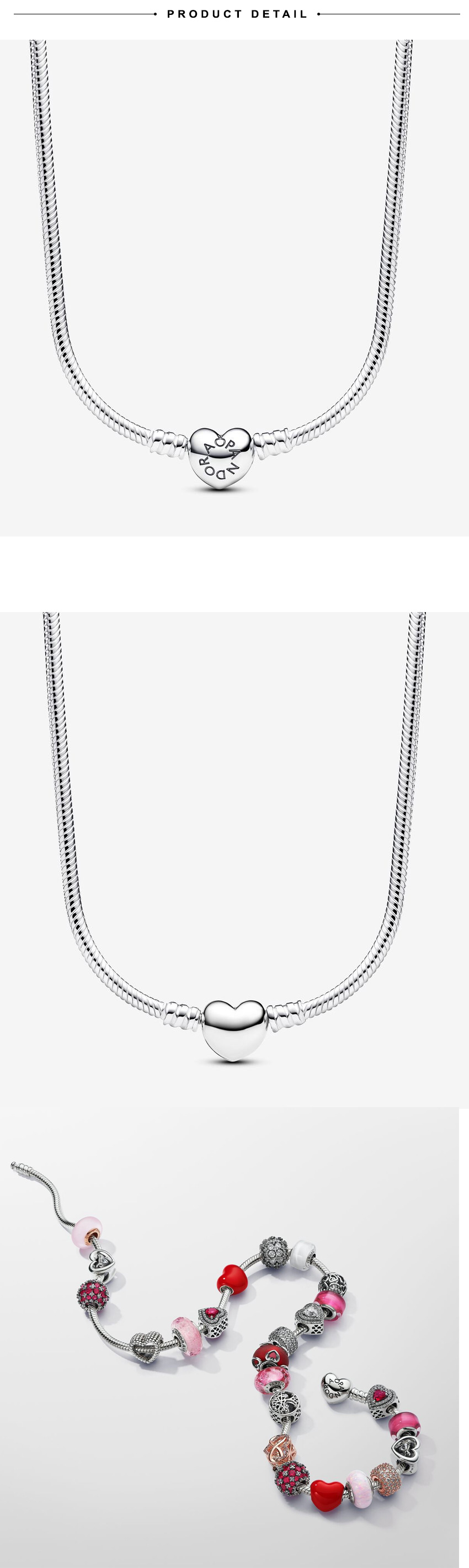 판도라 모멘츠 하트 클래스프 체인 목걸이 393091C00_PANDORA