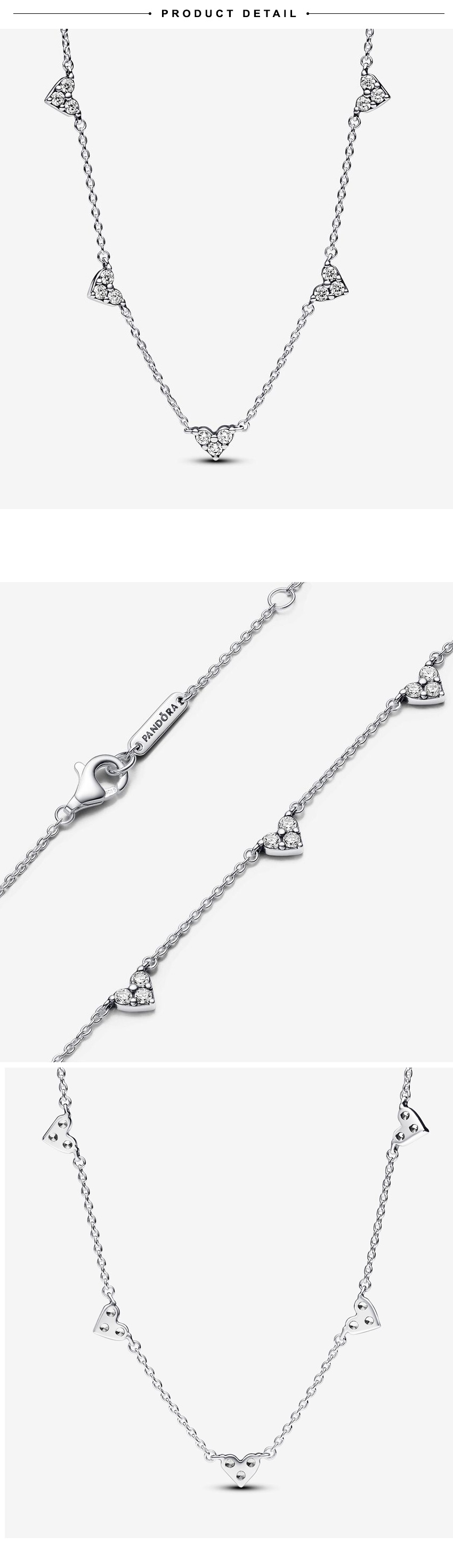 판도라 트리플 스톤 하트 스테이션 목걸이 393160C01_PANDORA