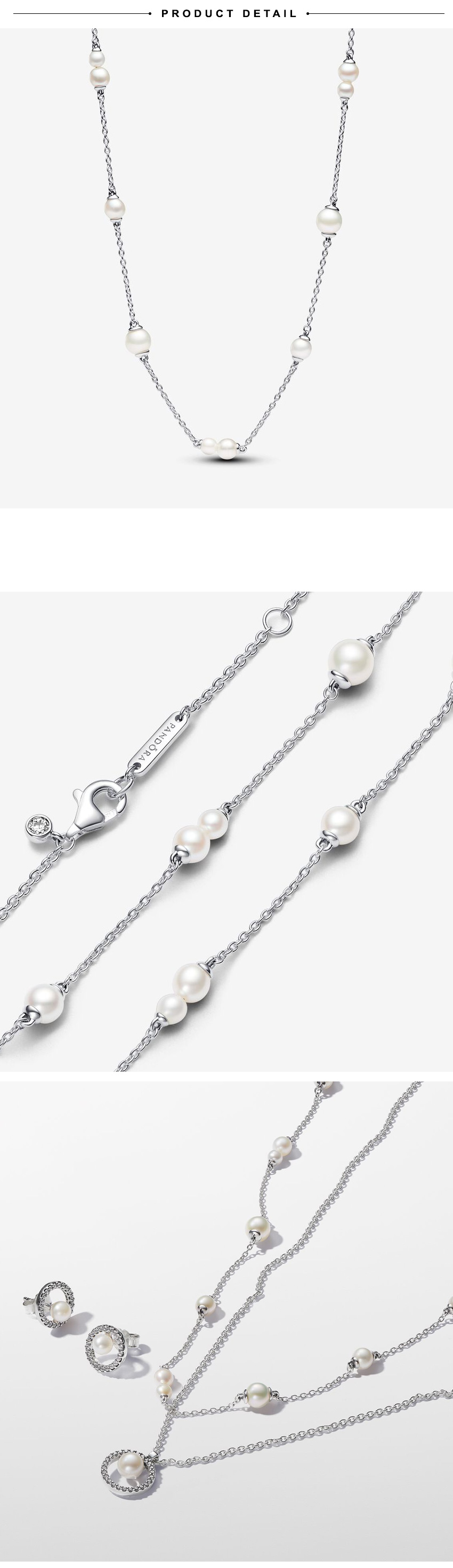 판도라 Treated Freshwater 펄 체인 목걸이 393175C01_PANDORA