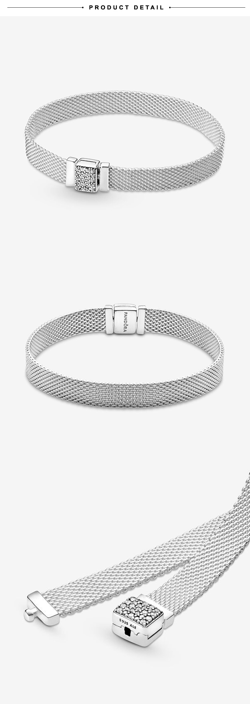 판도라 리플렉션 파베 클랩 메쉬 팔찌 599166C01_PANDORA